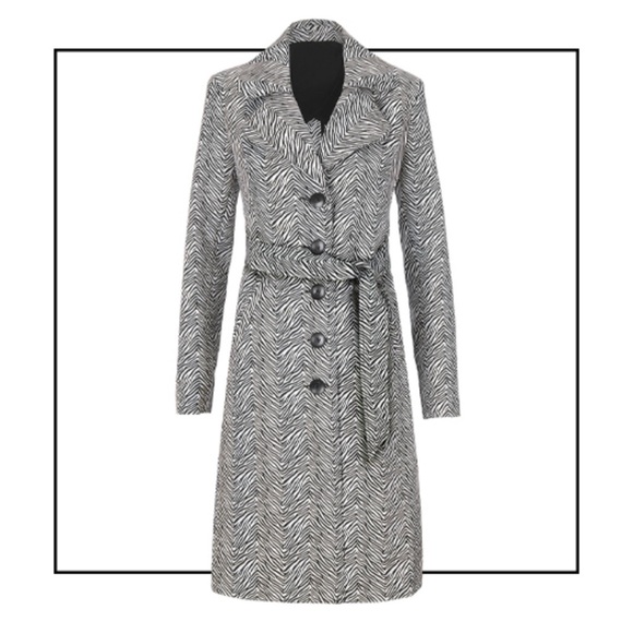 CAbi | Jackets & Coats | Cabi Zebra Print Belted Trench Coat Black ...